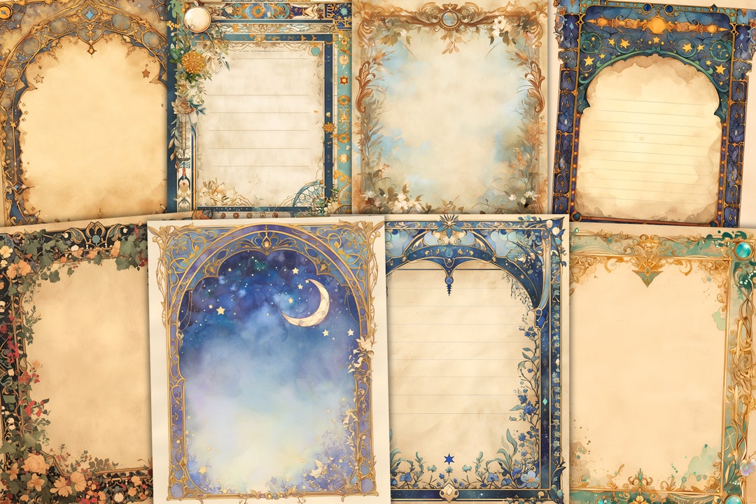 Mystic Arabian Journal Paper Vintage Medieval Manuscript Frame Arabic ...