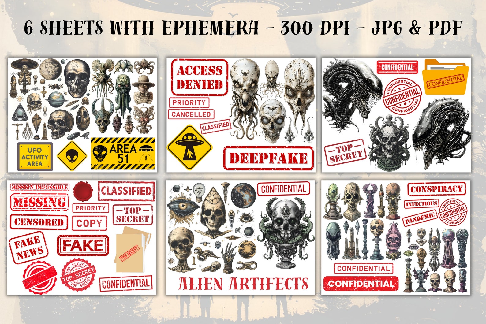 Top Secret Alien Junk Journal Kit Vintage Aliens Junk Journal UFO ...