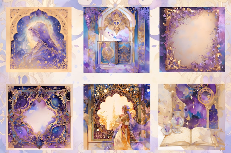 Pastel Arabian Digital Paper Art Watercolor Islamic Arabian Junk ...