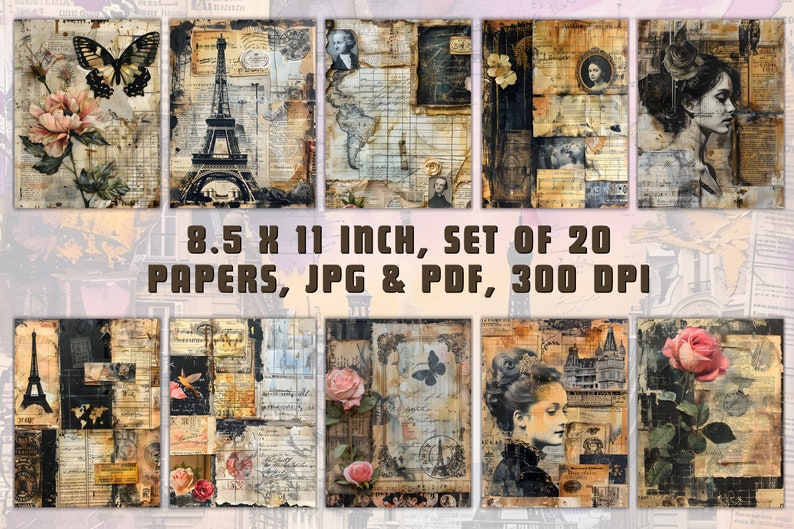 Antique Artistic Scraps Papers French Ledger Papers Printable Old ...