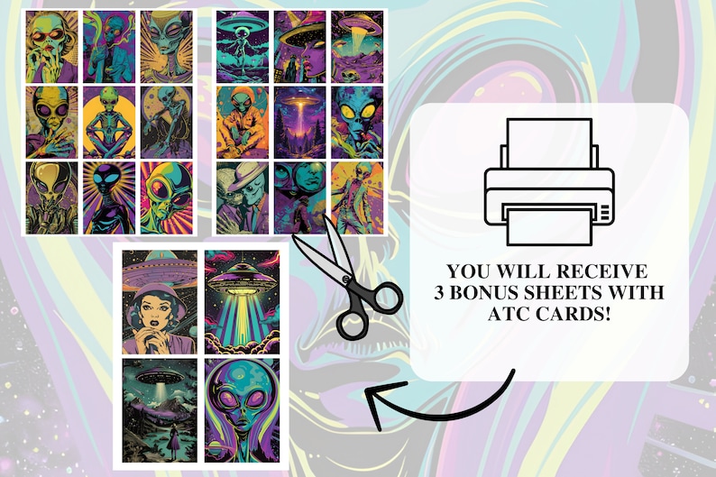 Retro Alien Half Pages Alien ATC Cards Aliens Junk Journal UFO ...