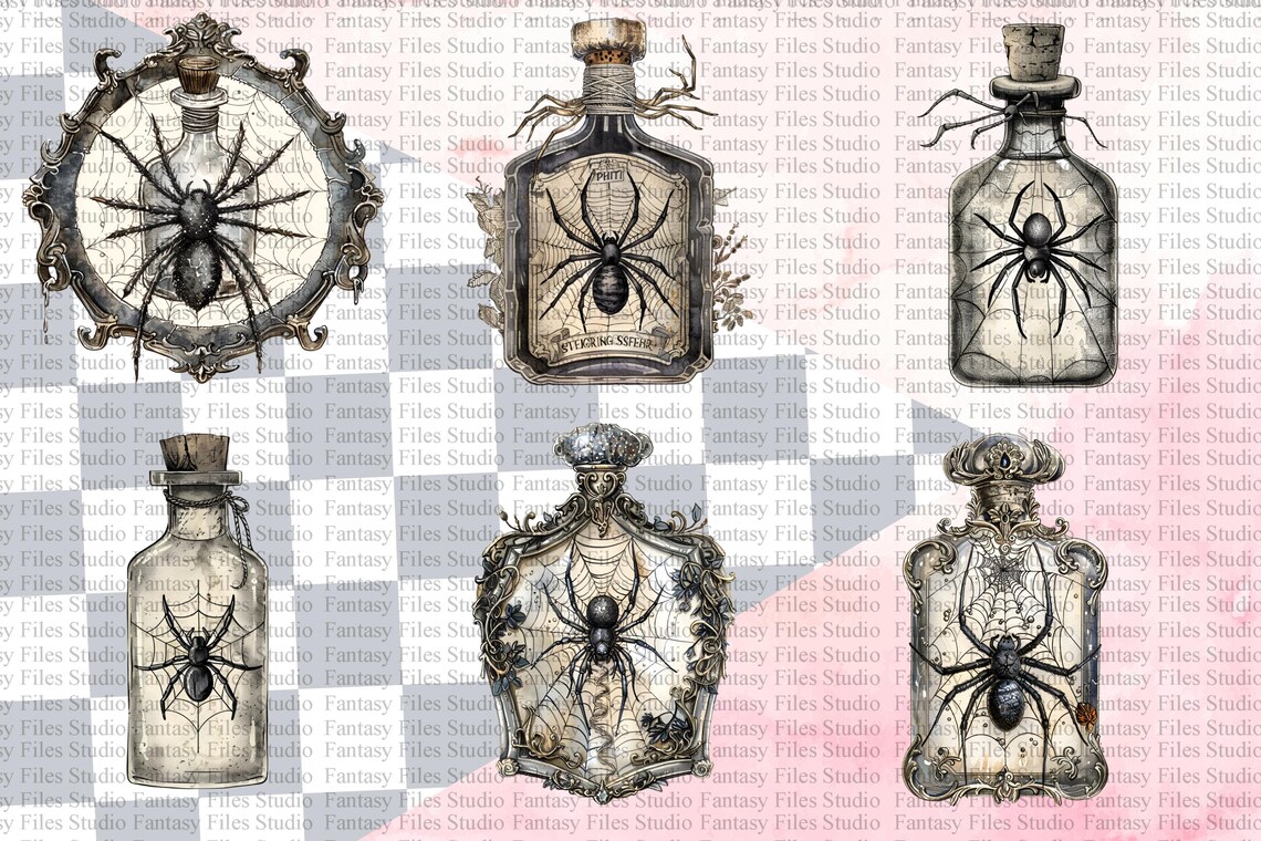 Spider Potion Clip Art Witch Potion Labels Witchy Potion Bottle Art ...