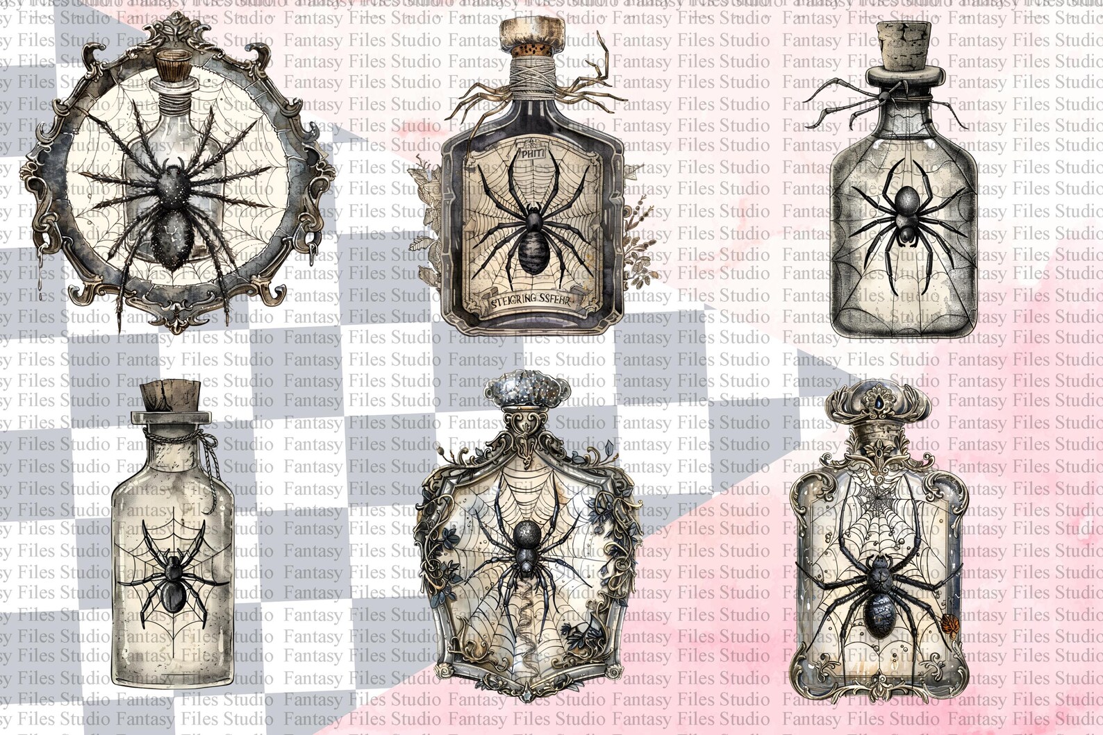 Spider Potion Clip Art Witch Potion Labels Witchy Potion Bottle Art ...