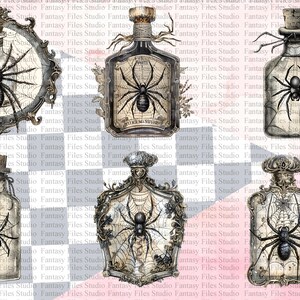 Spider Potion Clip Art Witch Potion Labels Witchy Potion Bottle Art ...