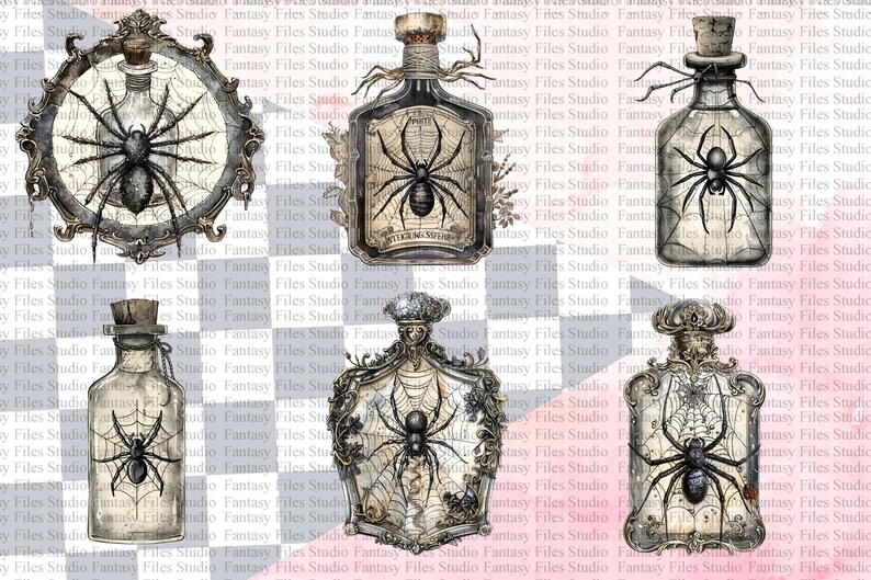 Spider Potion Clip Art Witch Potion Labels Witchy Potion Bottle Art ...