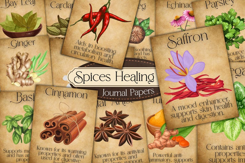 Vintage Spice Cards Apothecary Spice Healing Journal Pages Vintage ...