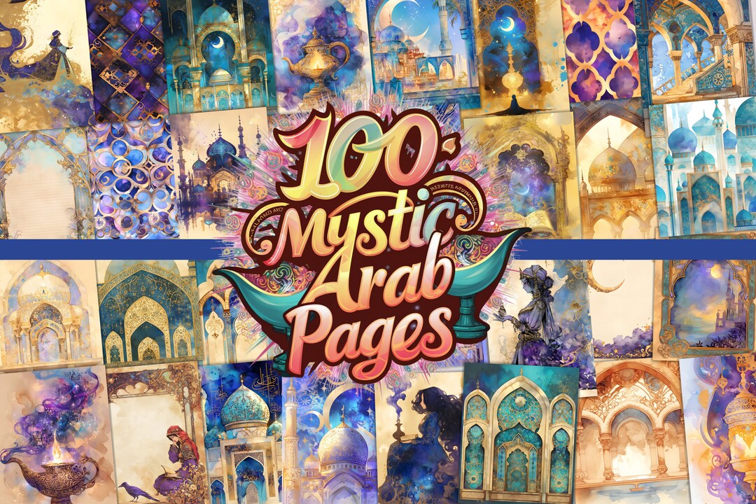 100 Mystic Arabian Pages Pastel Arabic Junk Journal Arab Scrapbooking ...