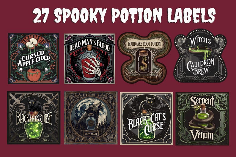 Witch Potion Labels Apothecary Labels Halloween Potion Label Printables ...