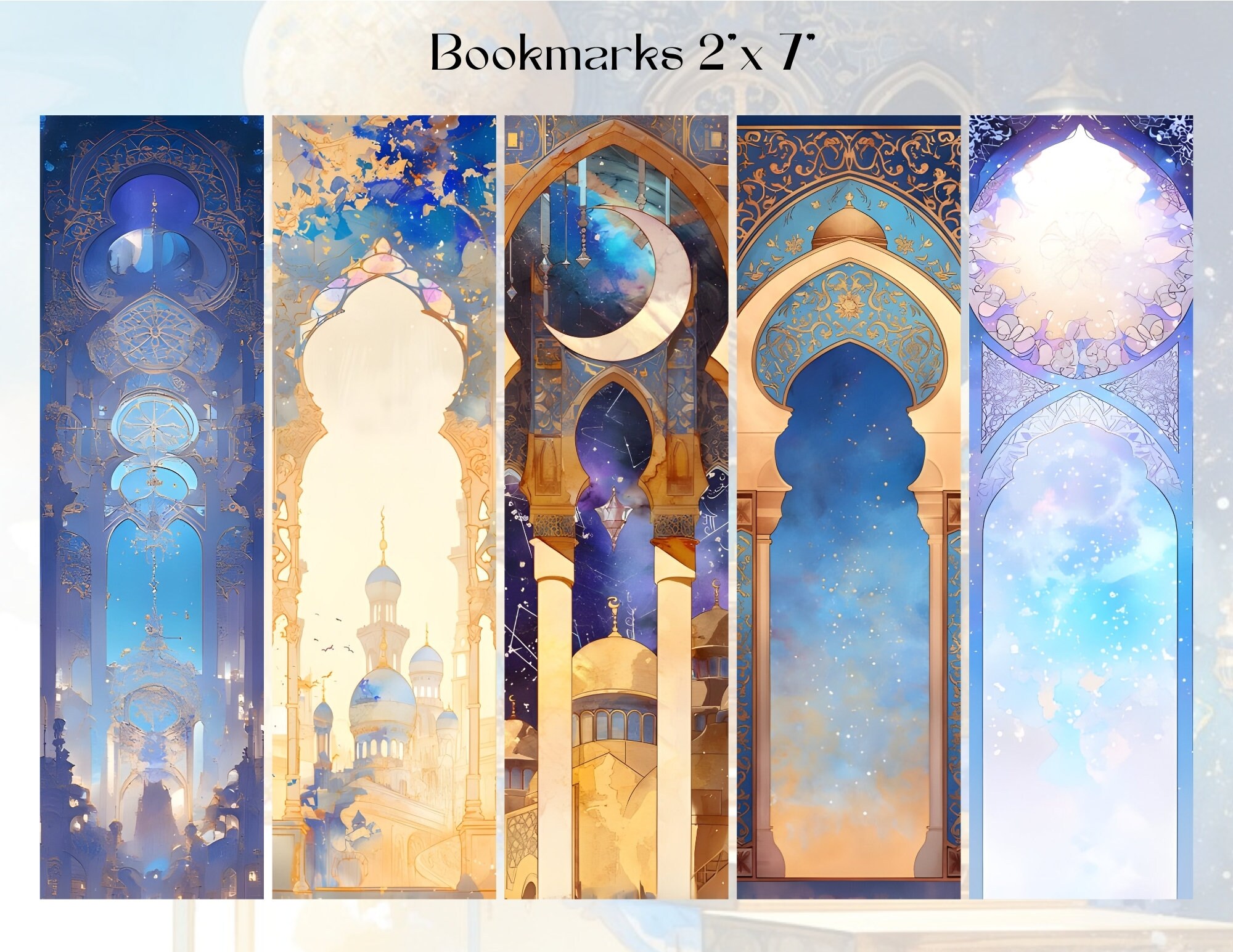 Arabic Digital Bookmark Designs Pastel Islamic Bookmarks Watercolor ...