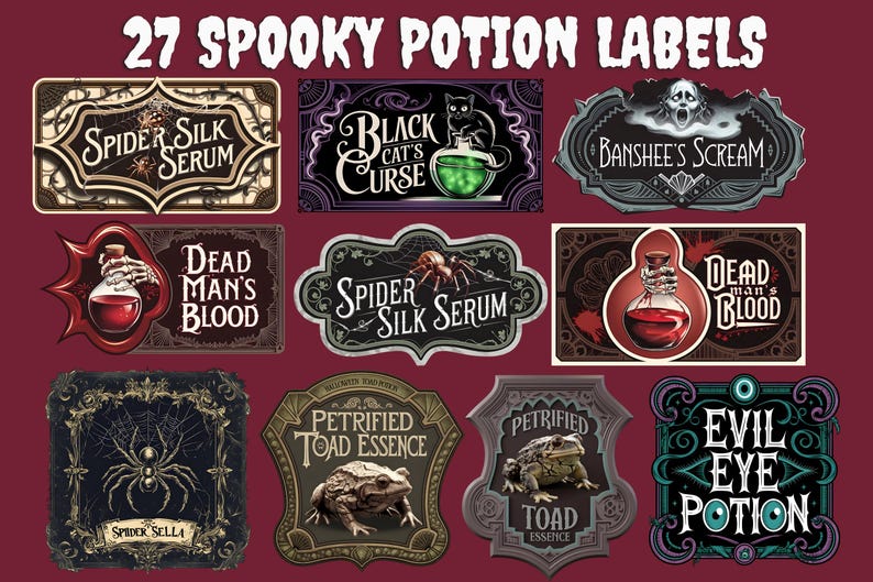 Witch Potion Labels Apothecary Labels Halloween Potion Label Printables ...