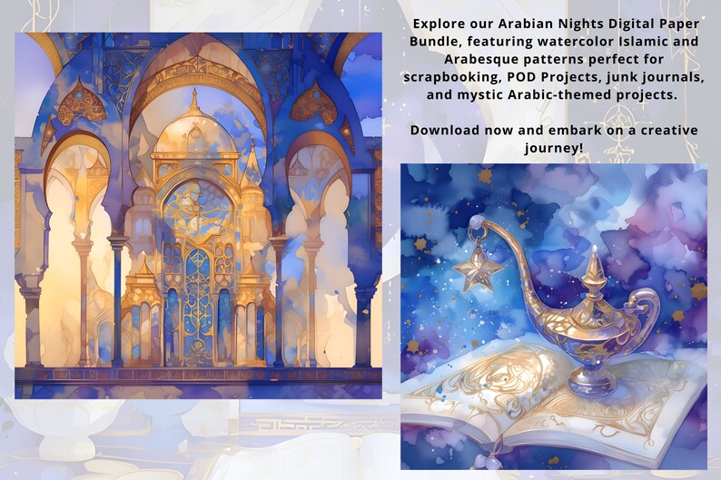 Pastel Arabic Digital Paper Watercolor Islamic Arabian Junk Journal ...
