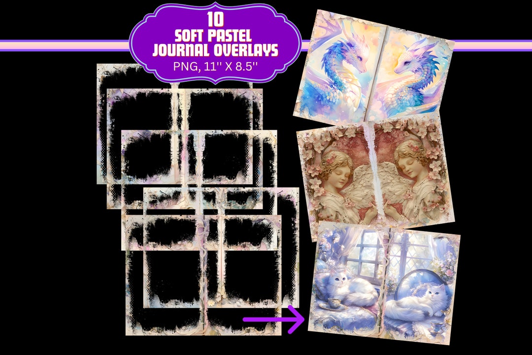 Pastel Journal Overlays Vintage Book Overlay Junk Journal Template ...