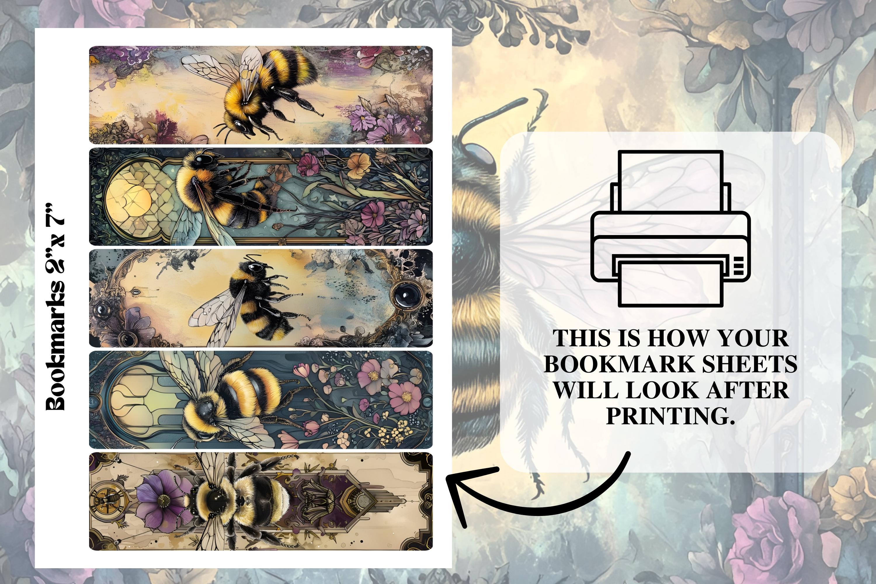 Vintage Bees Digital Bookmarks Honey Bees Bookmarks Eco-friendly ...