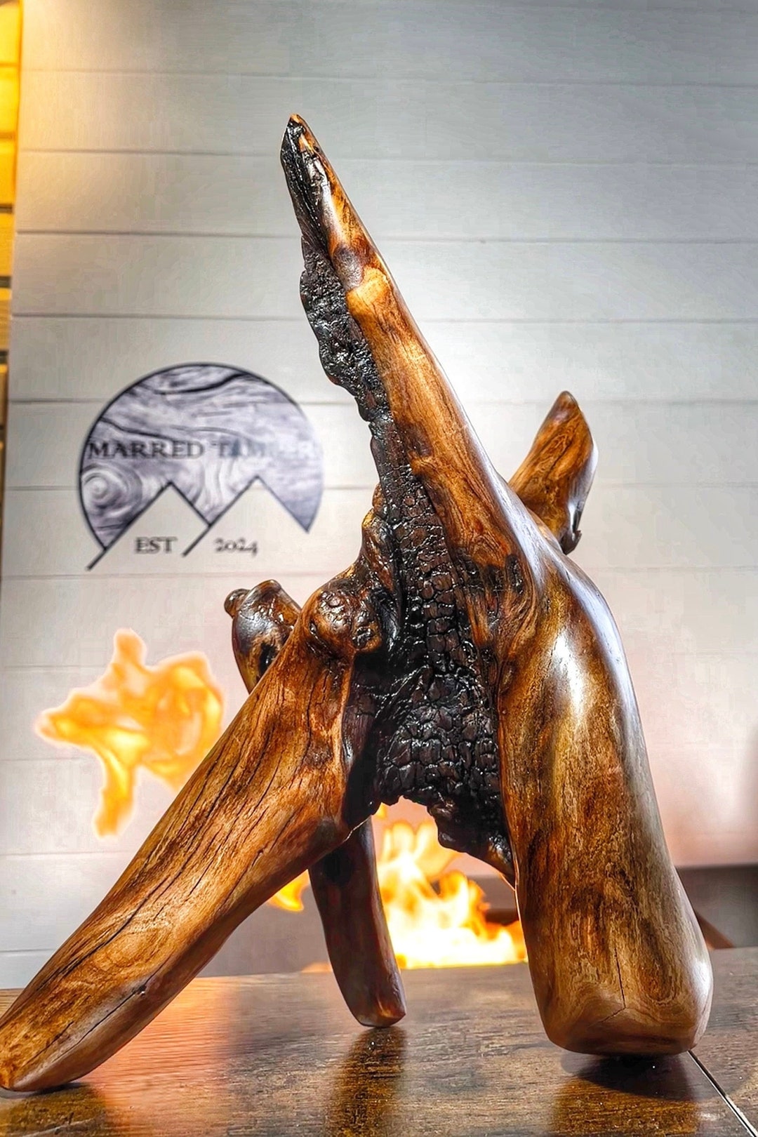 Abstract Maple Wood Sculpture, Burned Wood, Natural Art, Driftwood ...