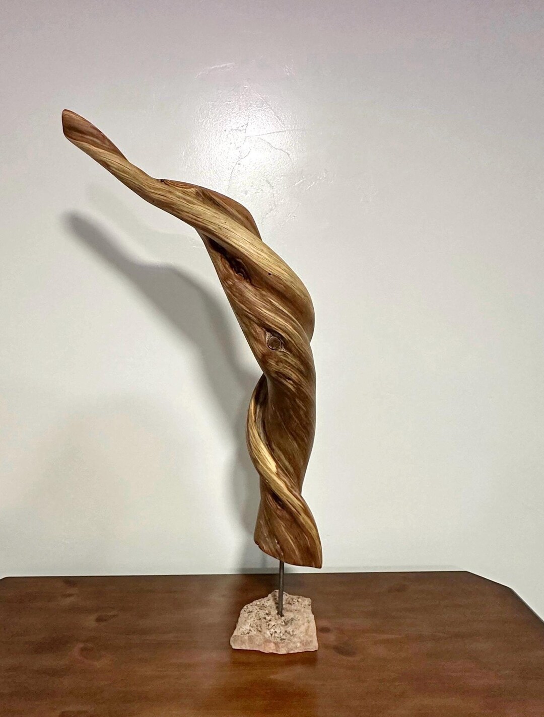 Twisted Cedar Sculpture: Abstract Driftwood Art on Rock Base - Etsy