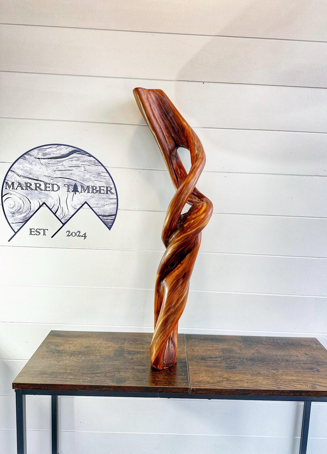 Red Cedar Wood Abstract Sculpture, “the 5th Move”, Home Decor, Office ...