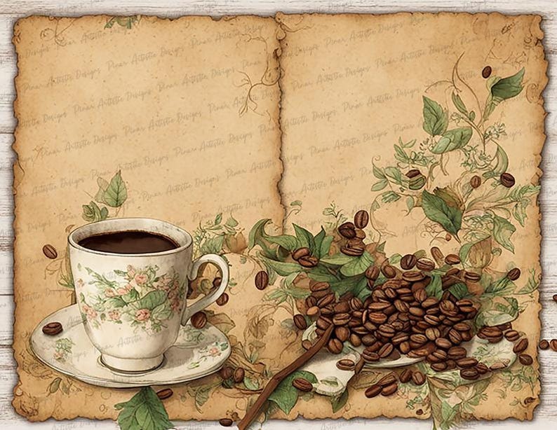 Vintage Coffee Junk Journal Page Bundle | Chocolate | Drink Printable ...