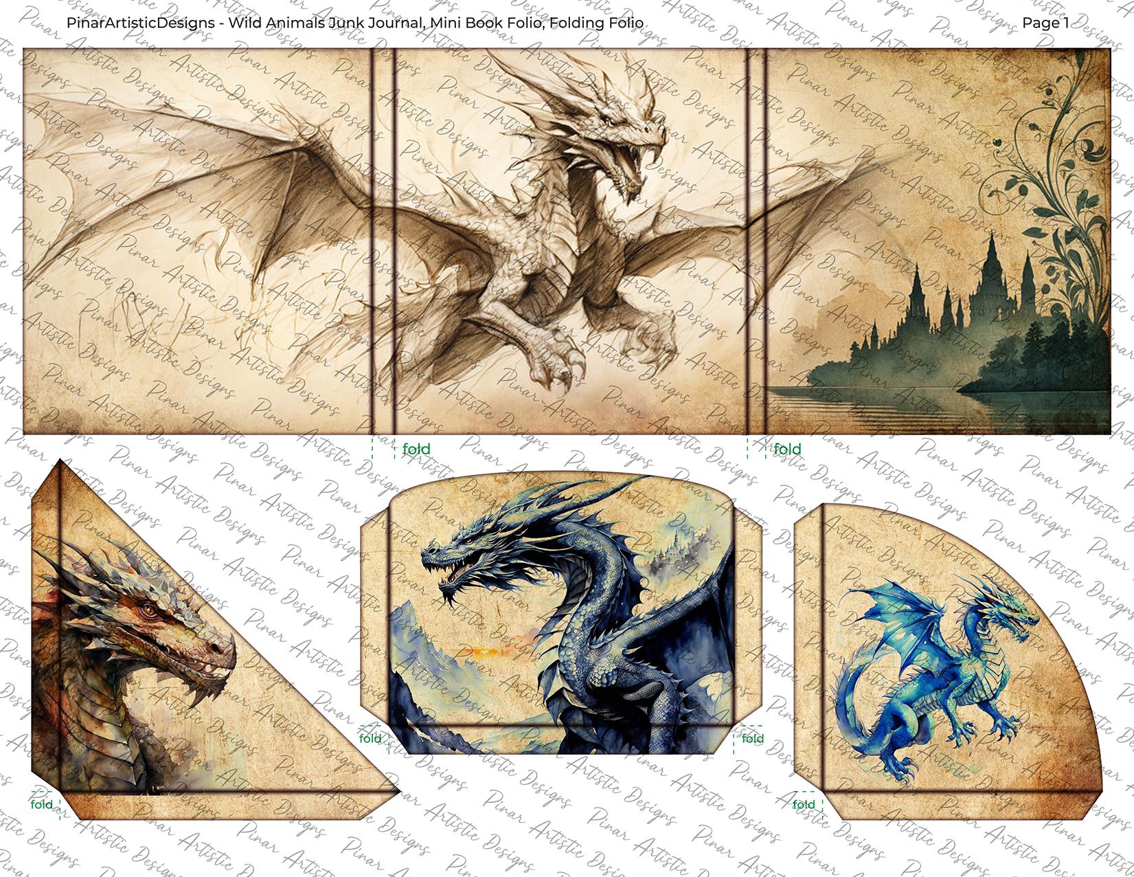 Mini Printable Folio Kit, Dragon Junk Journal Digital Printable, Mini ...