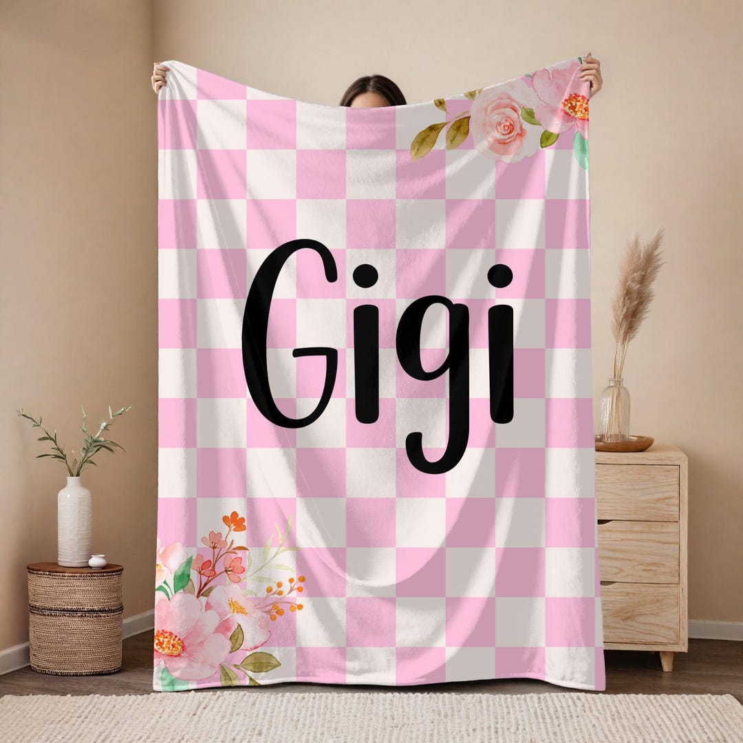 Custom Gigi Mama Mother Mom Meme Grandma Grammy Floral Checkered Plush ...