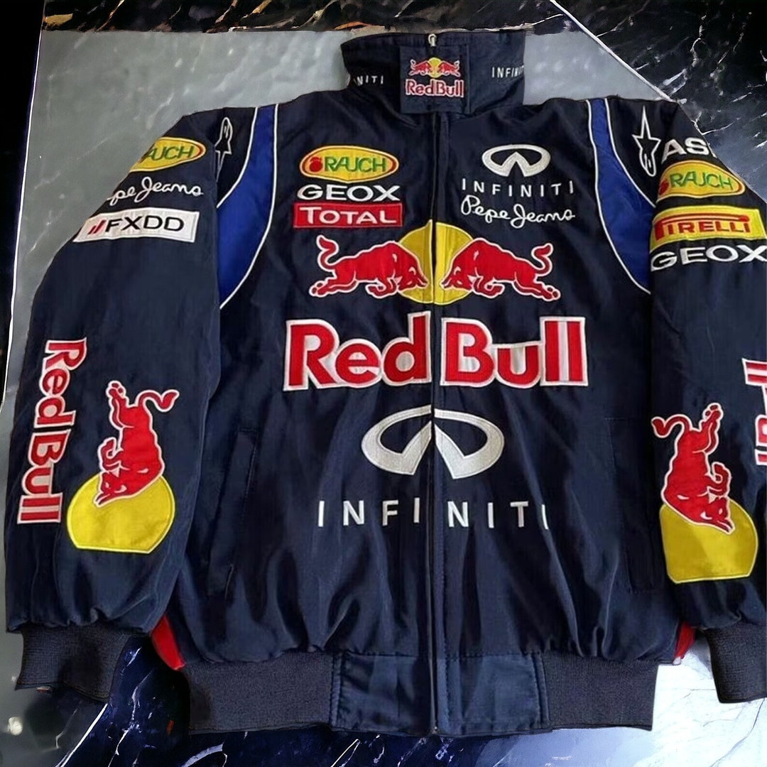 Red Bull Racing Jacket Vintage Style Black Nascar Bomber, F1 Red Bull ...