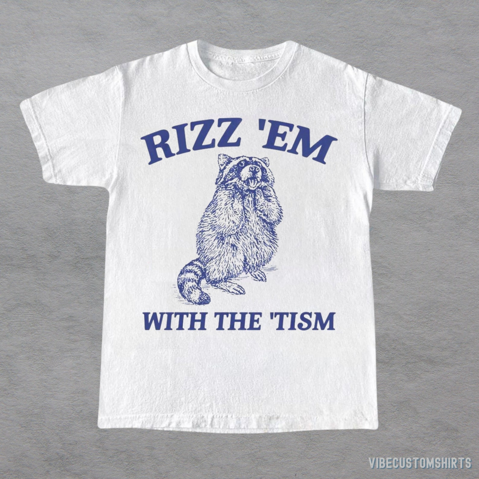 Rizz Em With the Tism Retro Shirt, Vintage Funny Raccoon Tee, Autism ...