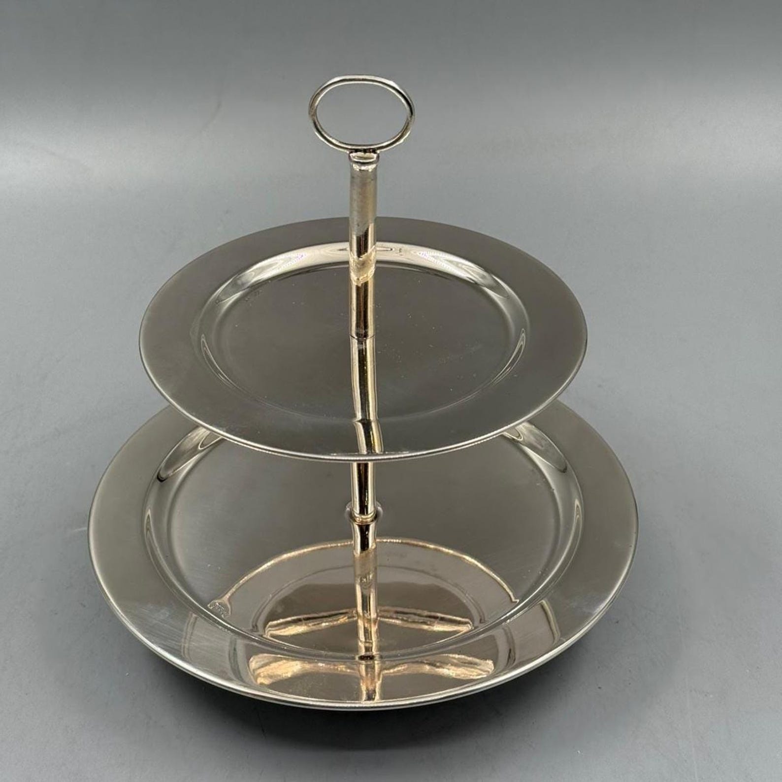 925 Karat Sterling Silver 2-TIER Serving Stand Dessert, Cupcake Display ...