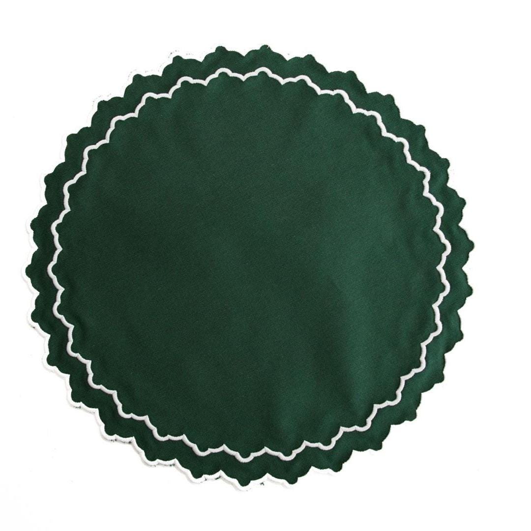 Hazel Dark Green Handmade Embroidered Cotton-blend Placemat ...