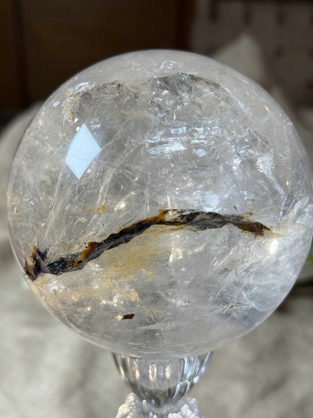 Golden Healer Quartz Sphere • Dendritic Iron Inclusions, Brazil (93mm ...