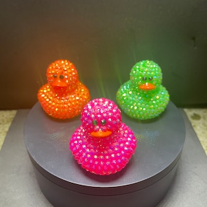 Mini Rhinestone Rubber Duck | Neon Bling Duck - Etsy