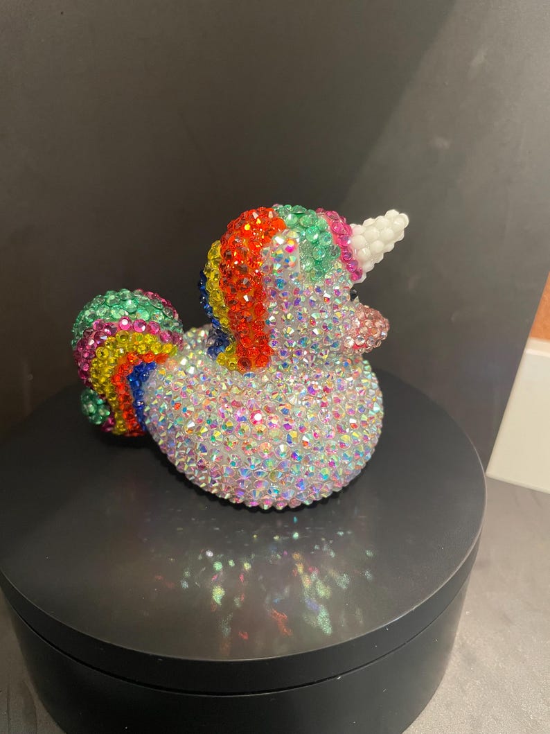 Bling Unicorn Duck| Rhinestone Rubber Unicorn Duck| Cheer Gift| Car ...
