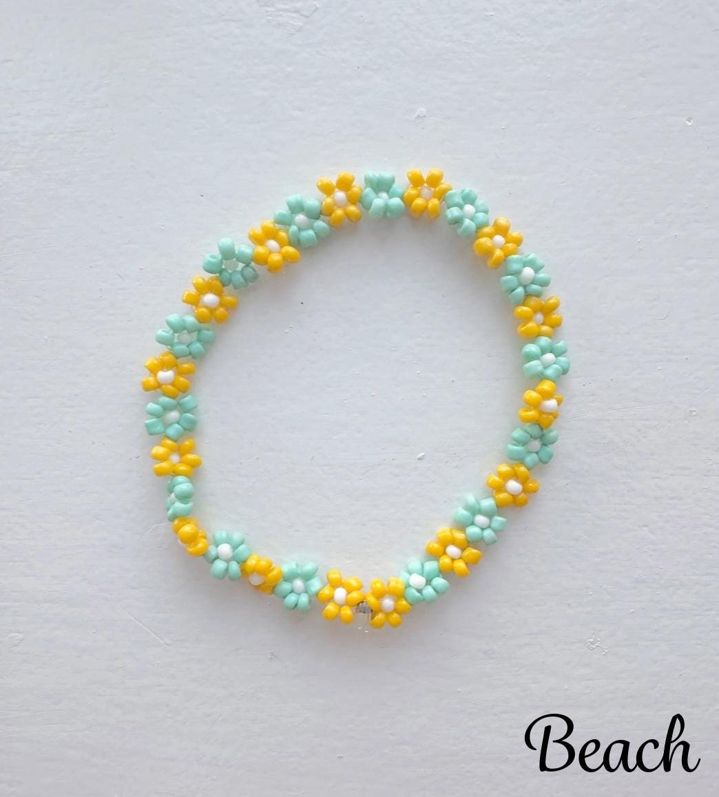 Colorful Seed Bead Flower Bracelet - Etsy