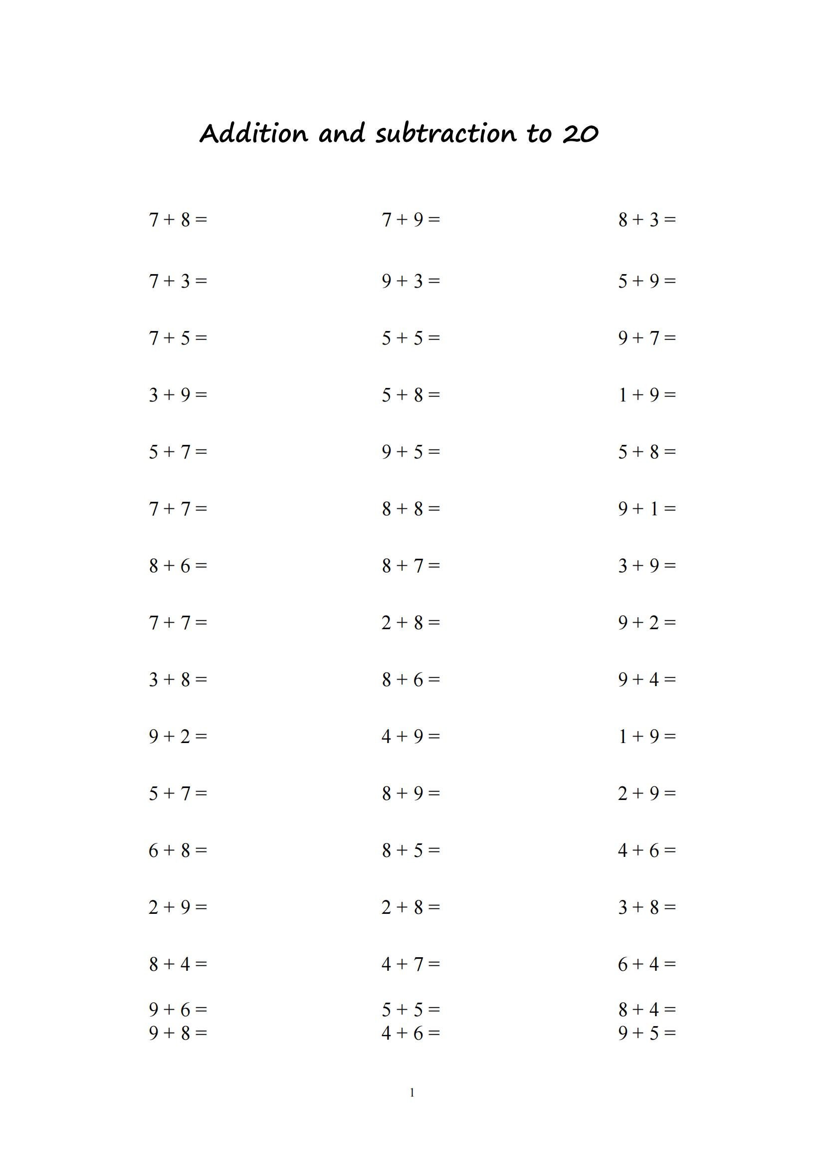 K,G1,G2 Math Worksheets Printable Instant Download Addition Subtraction ...