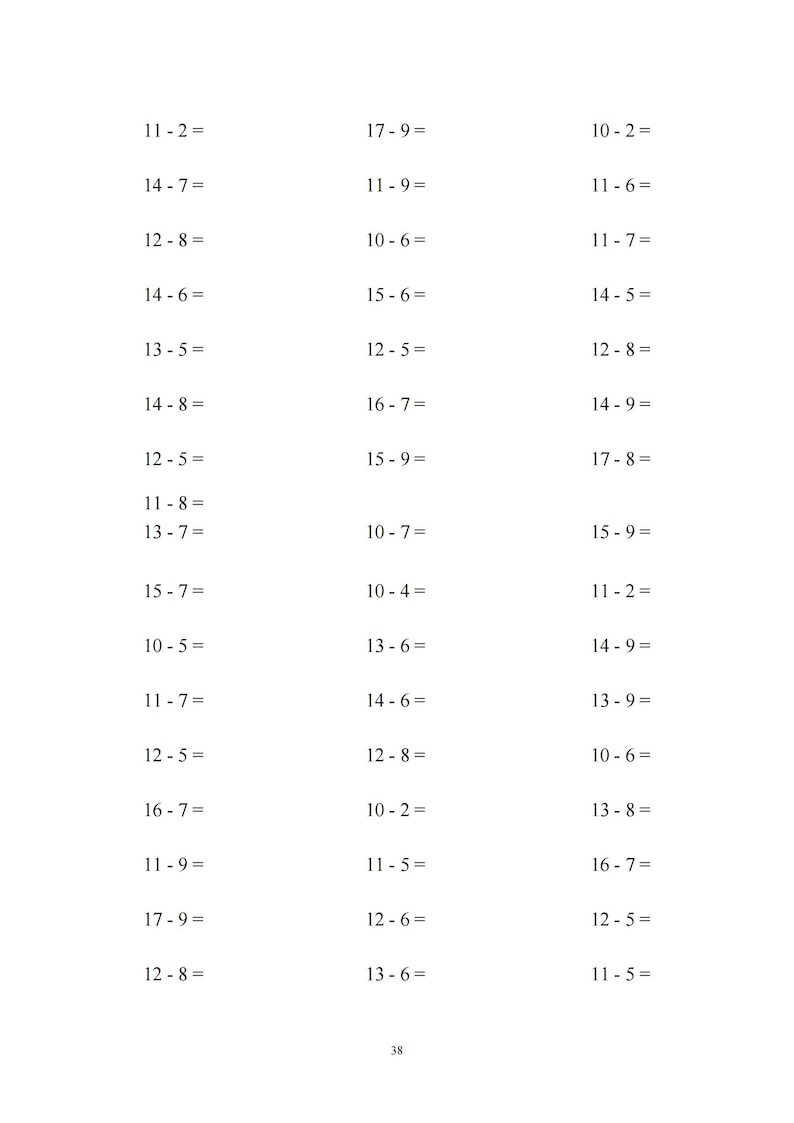 K,G1,G2 Math Worksheets Printable Instant Download Addition Subtraction ...