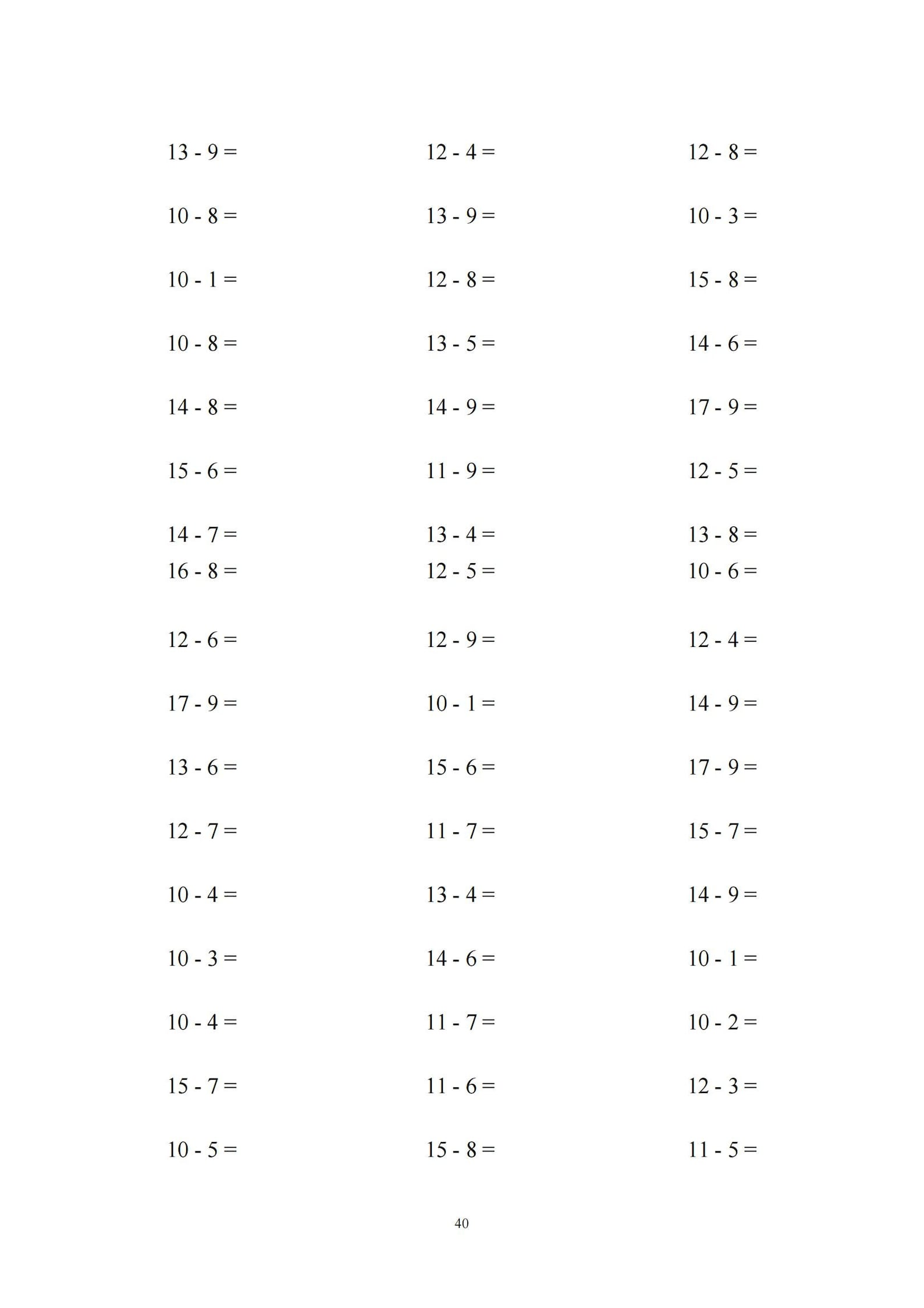 K,G1,G2 Math Worksheets Printable Instant Download Addition Subtraction ...
