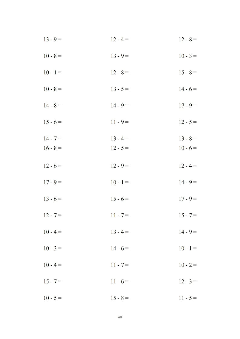 K,G1,G2 Math Worksheets Printable Instant Download Addition Subtraction ...