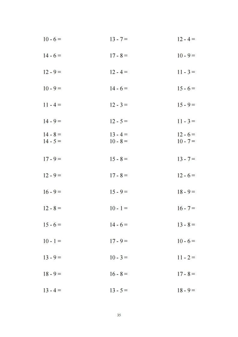 K,G1,G2 Math Worksheets Printable Instant Download Addition Subtraction ...