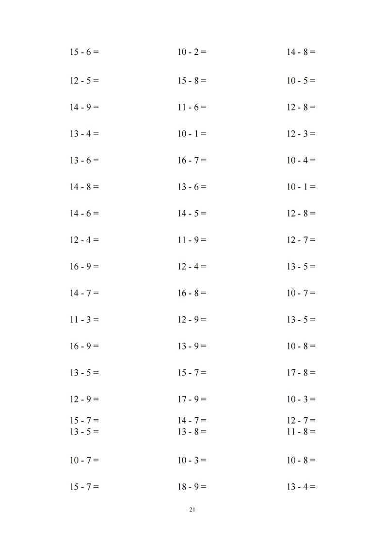 K,G1,G2 Math Worksheets Printable Instant Download Addition Subtraction ...