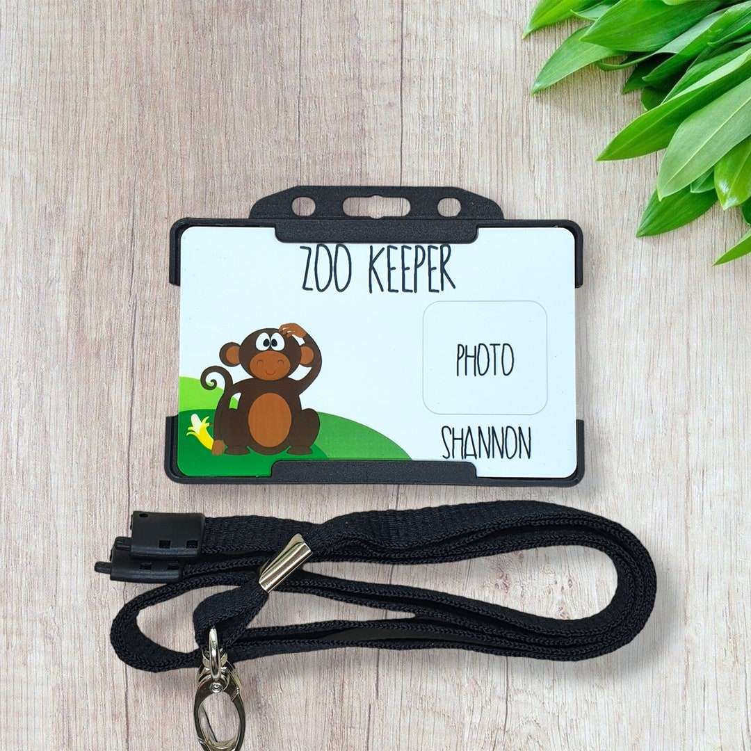 Zoo ID Card Children's Novelty ID Card Zoo Dress up Monkey Keeper ...