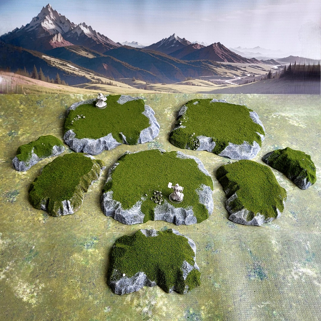 Wargaming Terrain Stackable Hills 8 Pc Set - Medium and Small Miniature ...