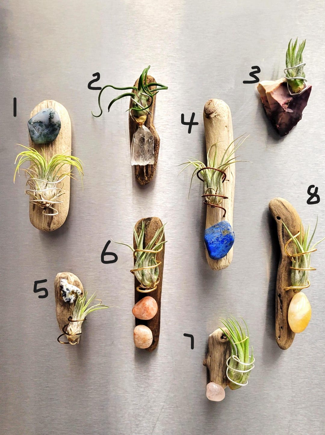 Air Plant Magnets With Driftwood & Crystals - Etsy
