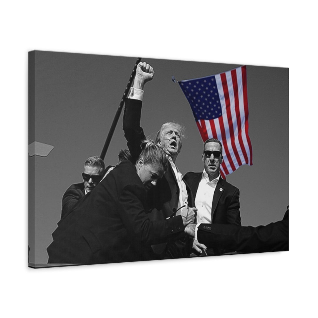 Trump Assasination Attempt Photo Black and White Canvas Patriotic Ready ...