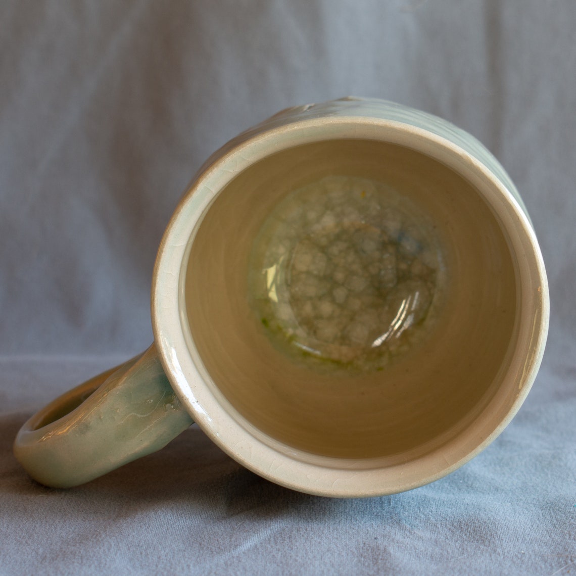 Green Ceramic Strawberry Leaf Mug, Stoneware, Made in WI, USA - Etsy