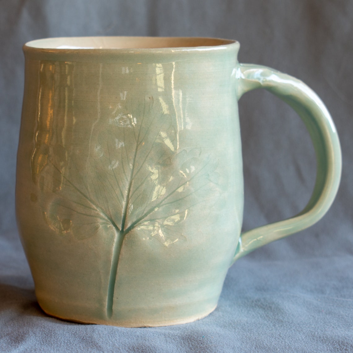Green Ceramic Strawberry Leaf Mug, Stoneware, Made in WI, USA - Etsy