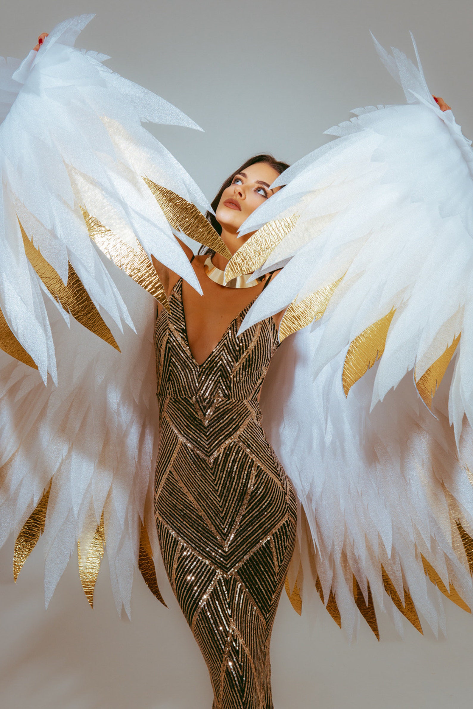 White and Gold Dance Wings, Angel Wings, Wings for Party, Wings for ...
