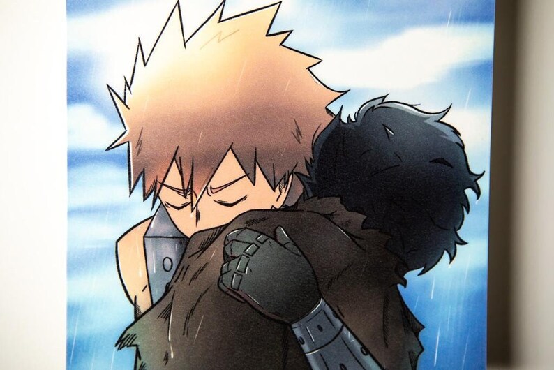 Mha | Deku and Bakugo Hug | Print | Original Anime Wall Art | - Etsy