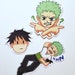One Piece | Luffy and Zoro Sticker Pack | 3 Piece Sticker Set | Anime ...