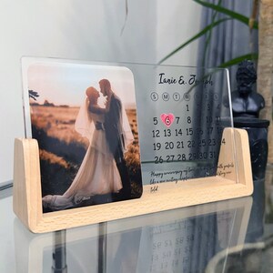 Personalized LED Calendar Acrylic Plaque With Photo, Engaged Calendar ...