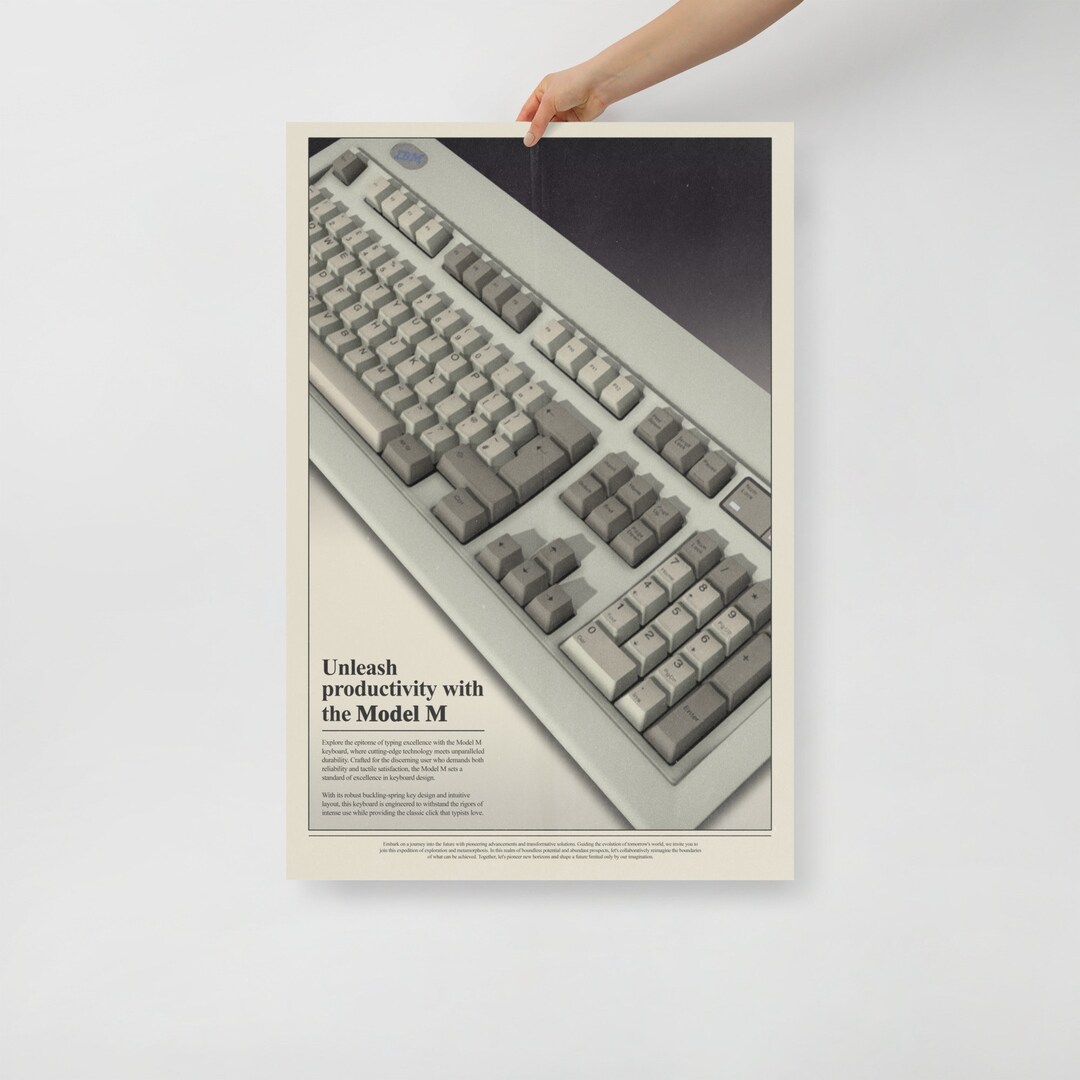 Vintage Model M Keyboard Retro Poster, Model M Keybaord, Retro Computer ...