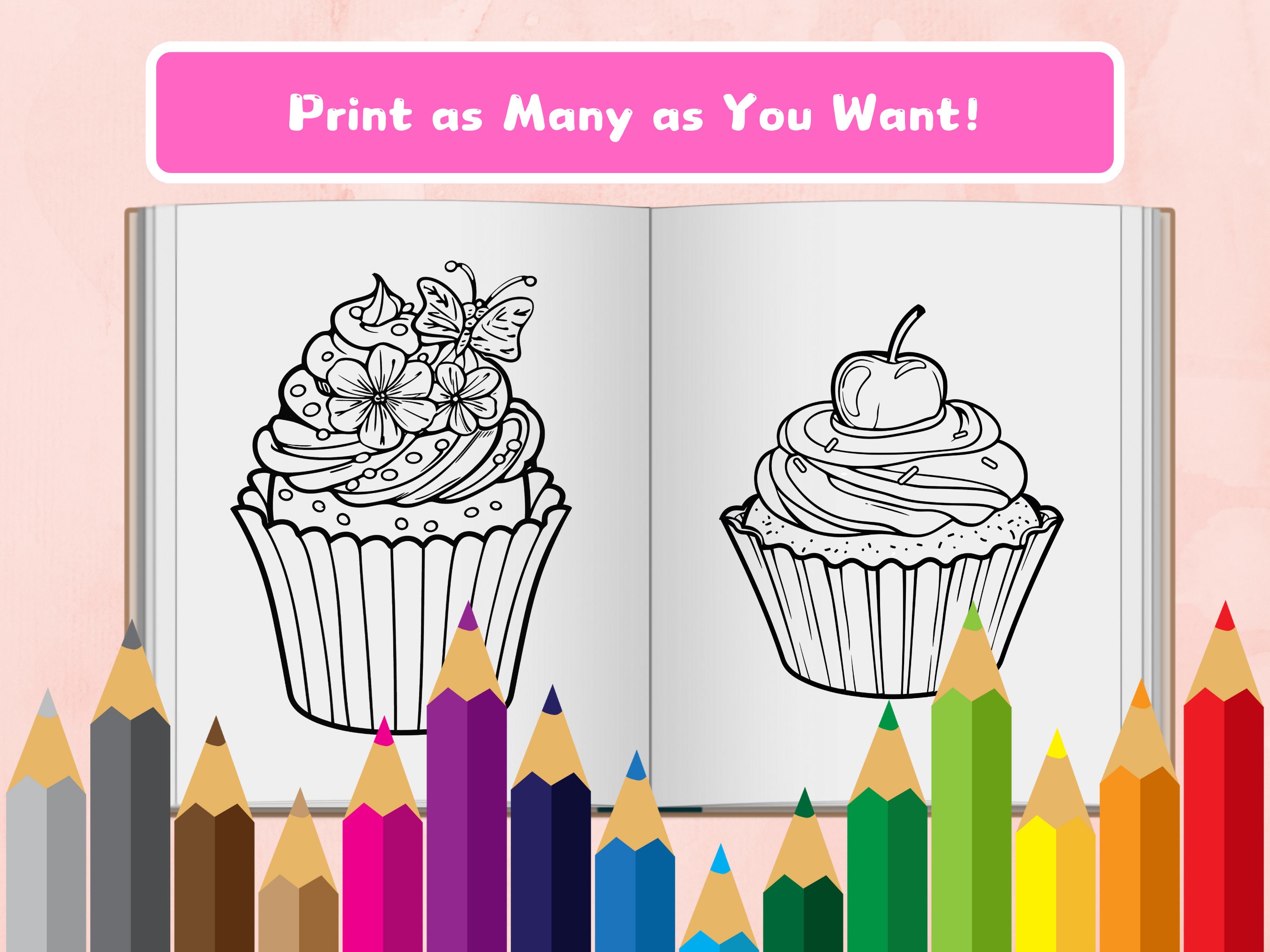 60 Cupcakes Coloring Pages for Kids, Adults, Coloring Books and ...