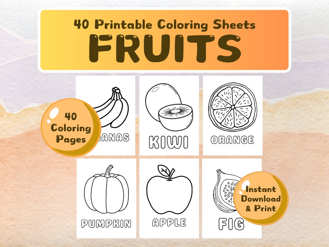 40 Fruits With Names Coloring Pages for Kids Learning Materials for ...